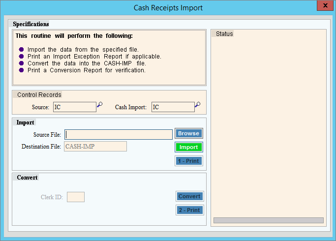 Import Cash Receipts